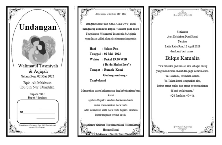 Undangan Tasyakuran Walimatul Tasmiyah | PDF
