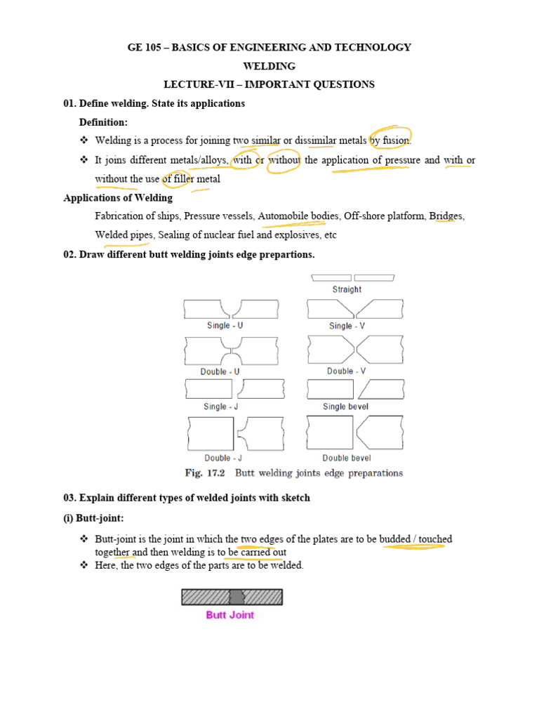 Lect-07-Important Questions 2 | PDF | Welding | Construction
