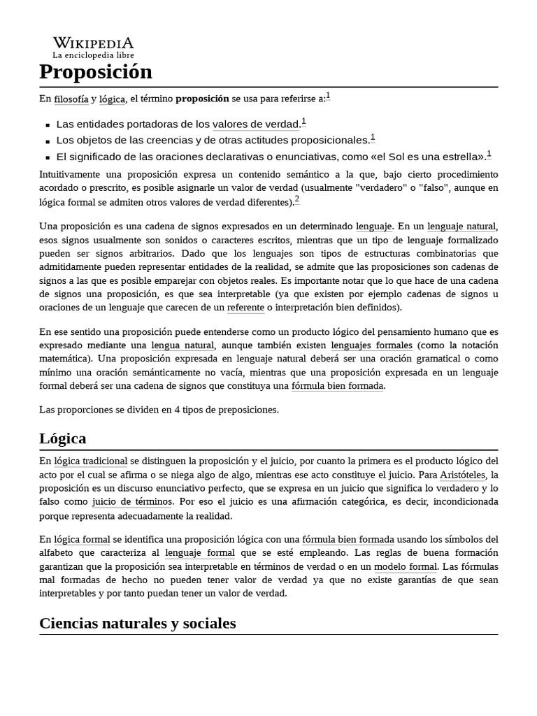 Definición y Tipos de Proposición en Lógica | PDF | Proposición | Verdad