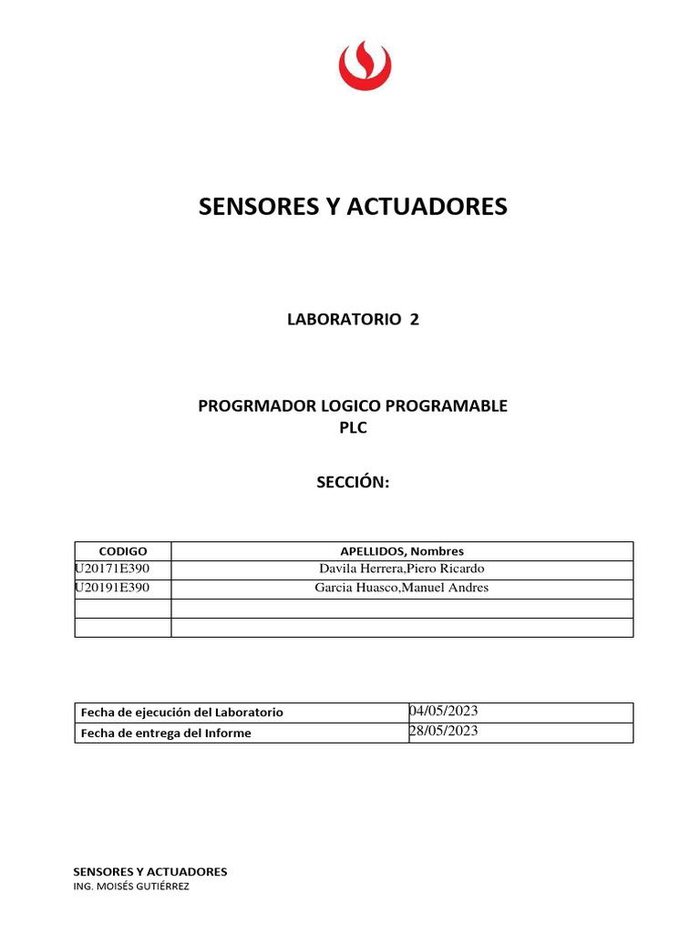 El251 - Guia Laboratorio 2 Sensores y Actuadores 2023-1 | PDF | Sensor | Tecnología de ...
