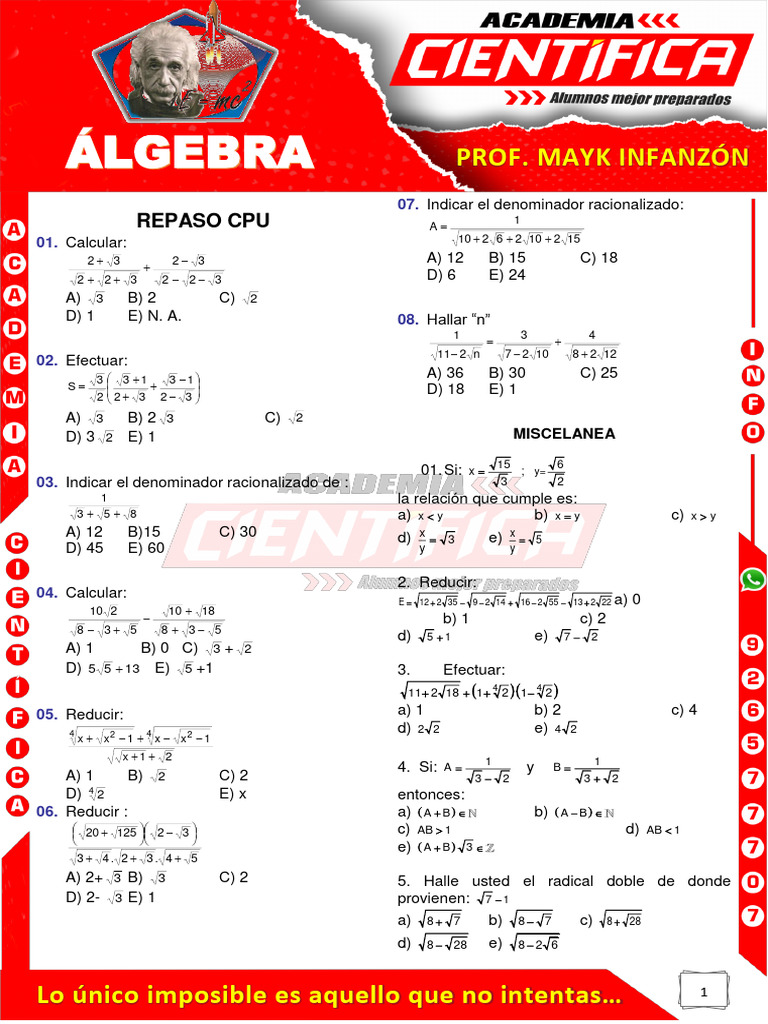 X Repaso Cpu 2024 | PDF | Álgebra | Matemáticas