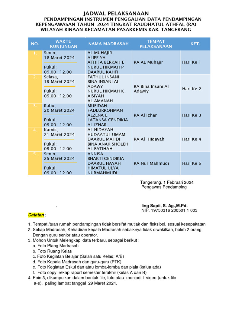JADWAL Kunjungan Komitmen Perubahan | PDF