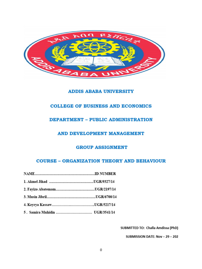 Organisation Theory and Behaviour Assignment | PDF | Psychological Concepts | Organizational ...