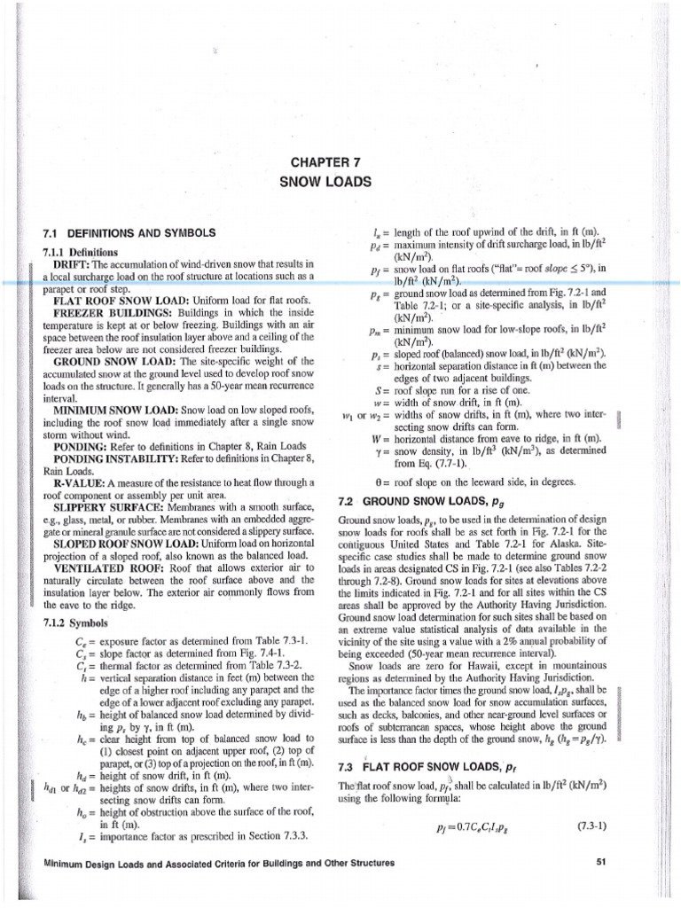 ASCE 7-16 Chapter 7 Snow Loads | PDF