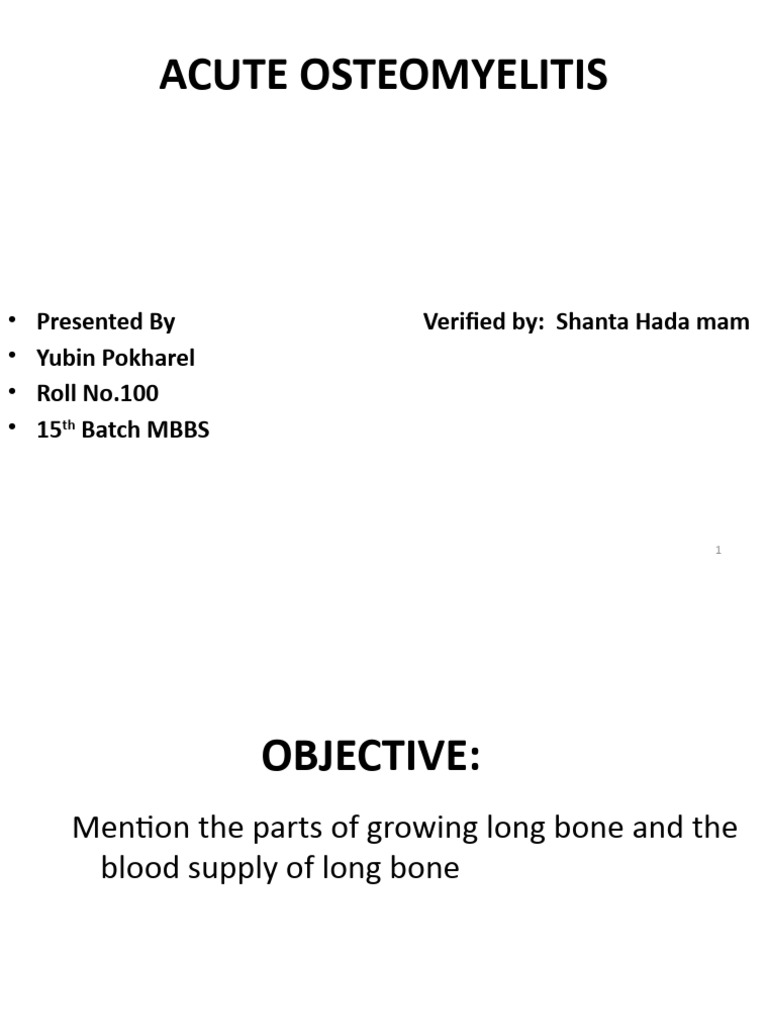 Osteomyelitis for Medical Students | PDF