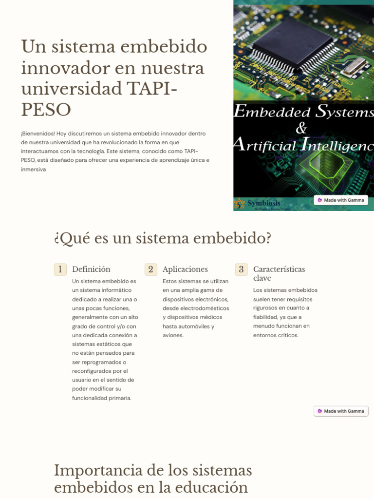 Un Sistema Embebido Innovador en Nuestra Universidad TAPI PESO | PDF ...