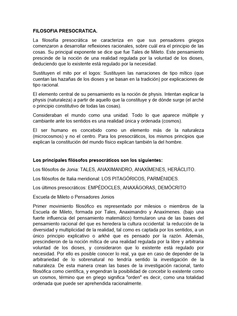 Filosofía Presocrática: Principios y Pensadores | PDF | neoplatonismo ...