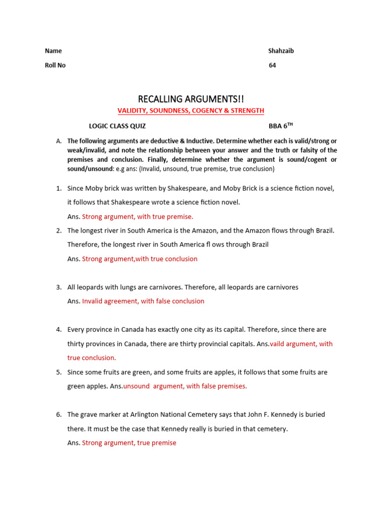Logic Assignment | PDF | Argument | Deductive Reasoning