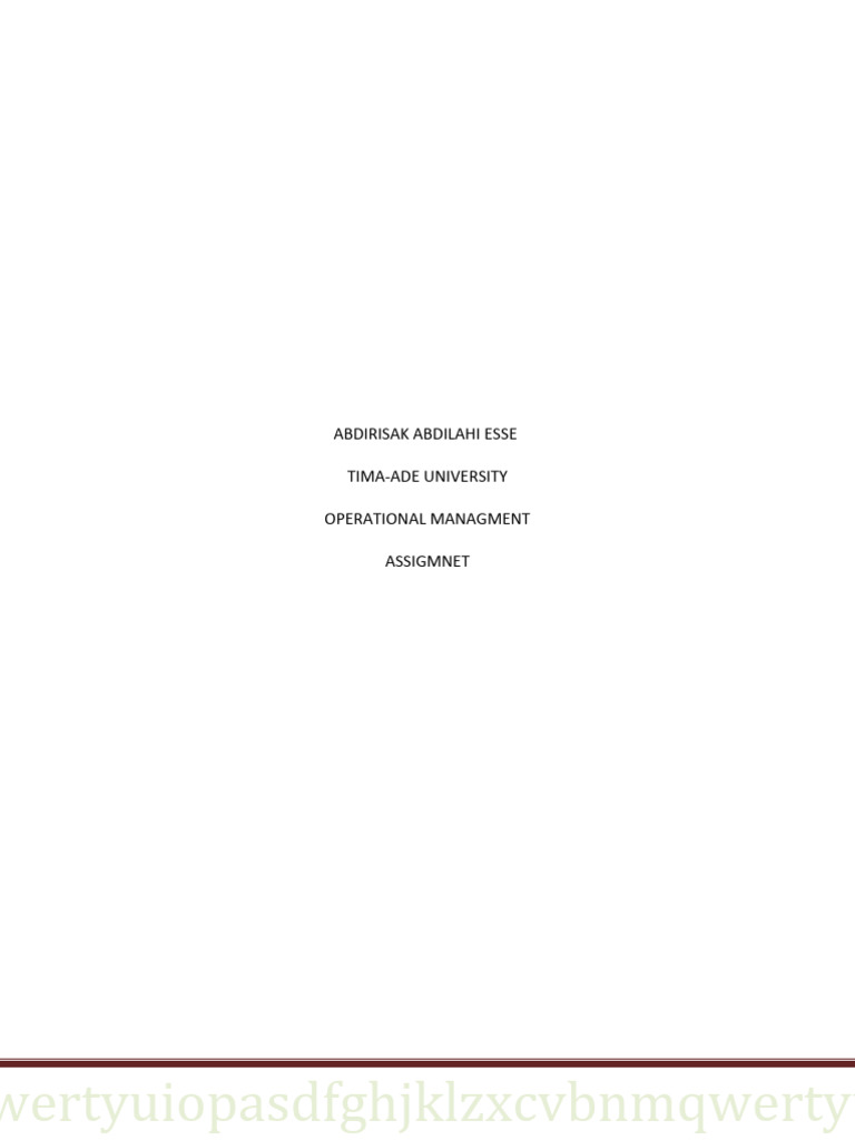 ASSIGMENT | PDF | Forecasting | Operations Management