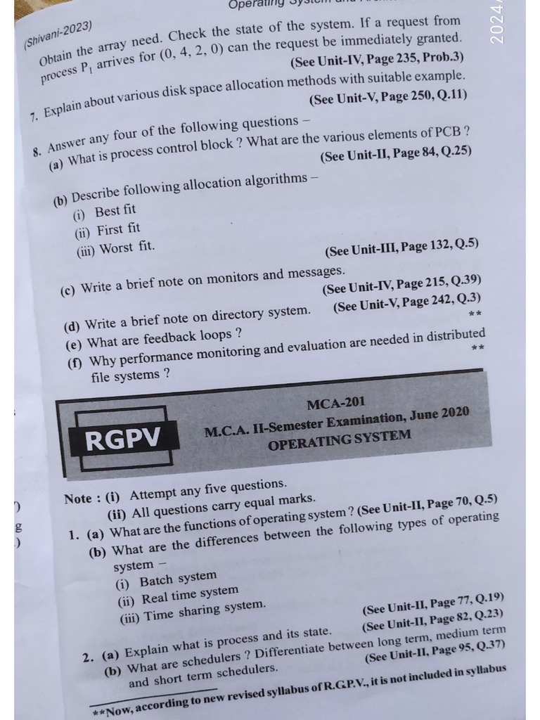 Os Previous Year Question | PDF