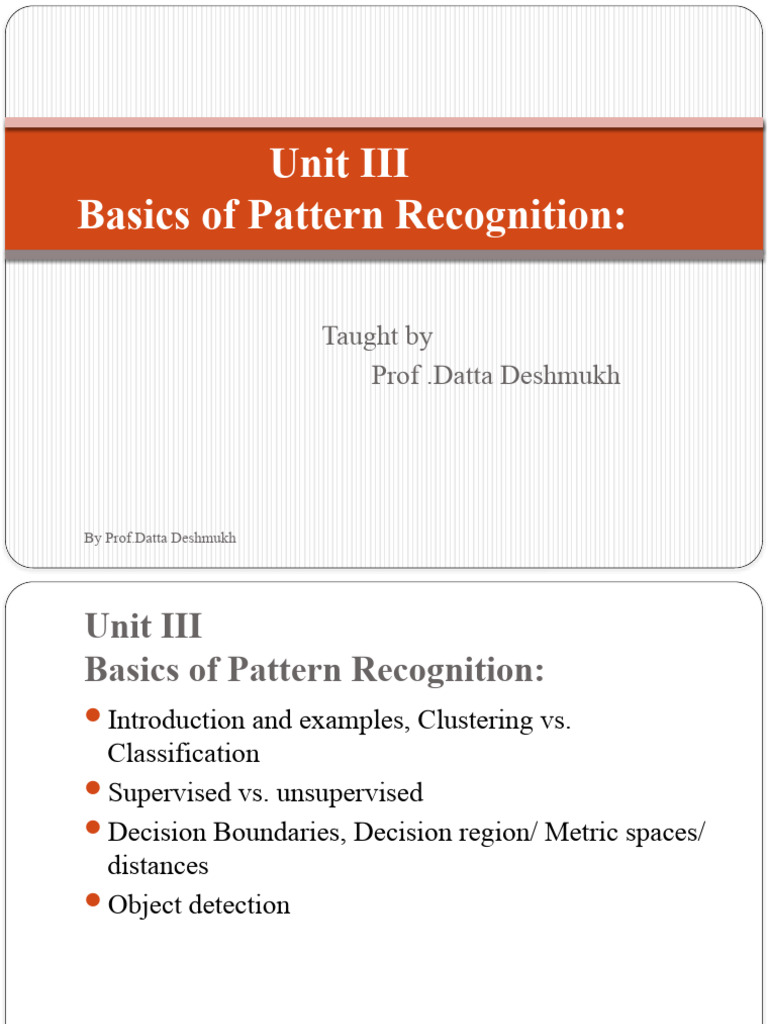 Unit 3 | PDF | Pattern Recognition | Statistical Classification