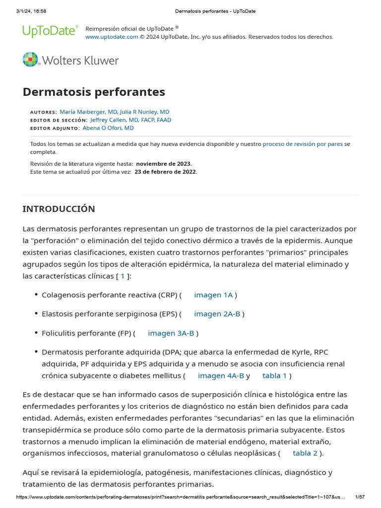 Dermatosis Perforantes - UpToDate | PDF | Diabetes | Enfermedad renal ...