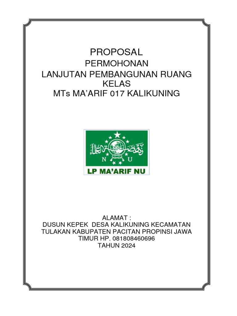 Proposal Pembangunan Kelas MTs Kalikuning | PDF | Karier & Perkembangan