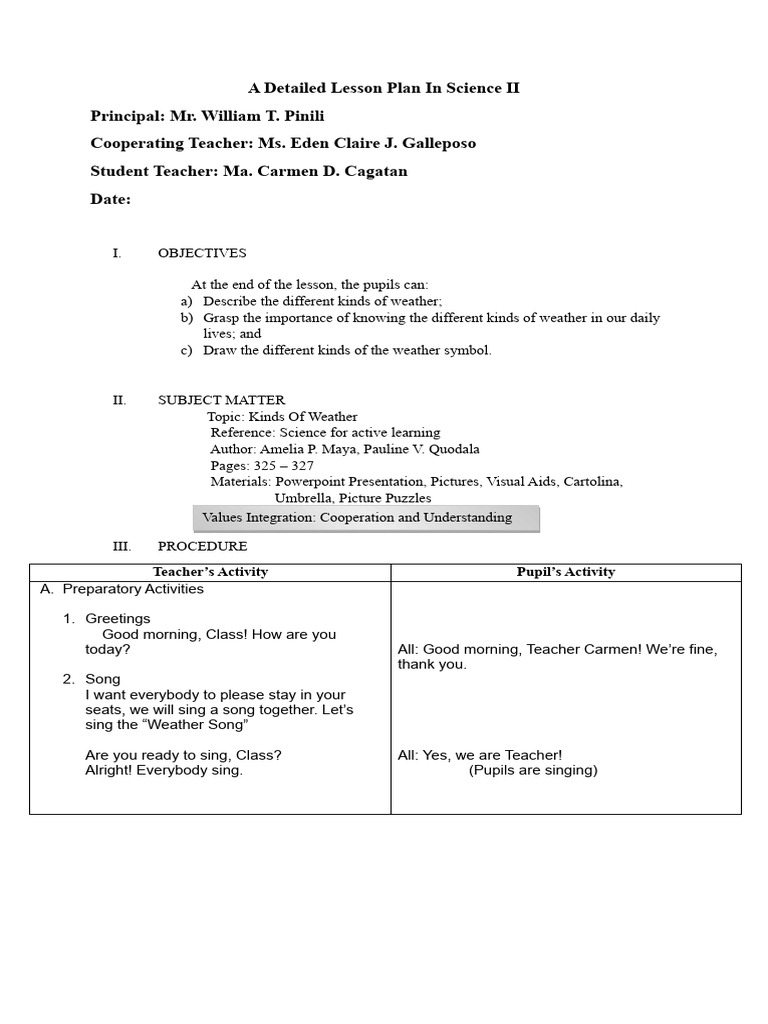 Pre Demo Lesson Plan | PDF | Sky | Cloud