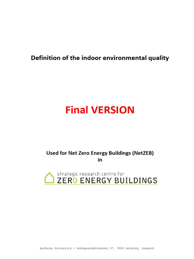 Indoor Environmental Quality for NetZEB | PDF | Ventilation ...