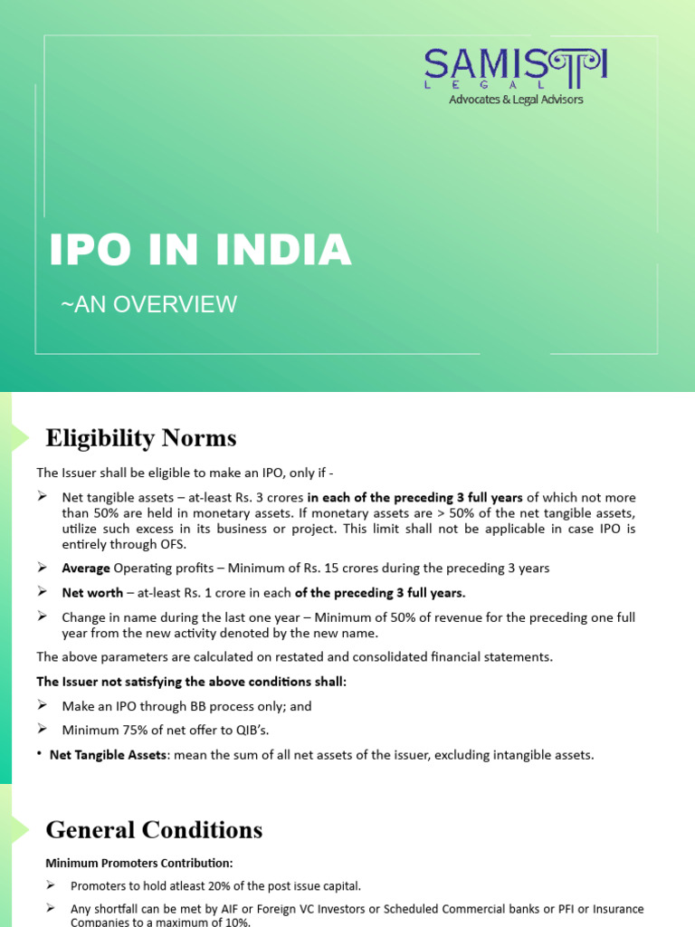 IPO Process in India An Overview | PDF | Stocks | Initial Public Offering