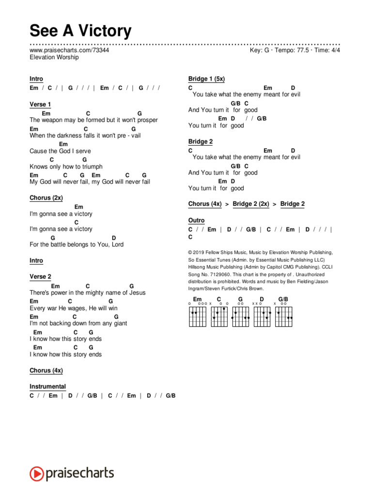 "See A Victory Lyrics & Chords" | PDF | Song Structure | Songs