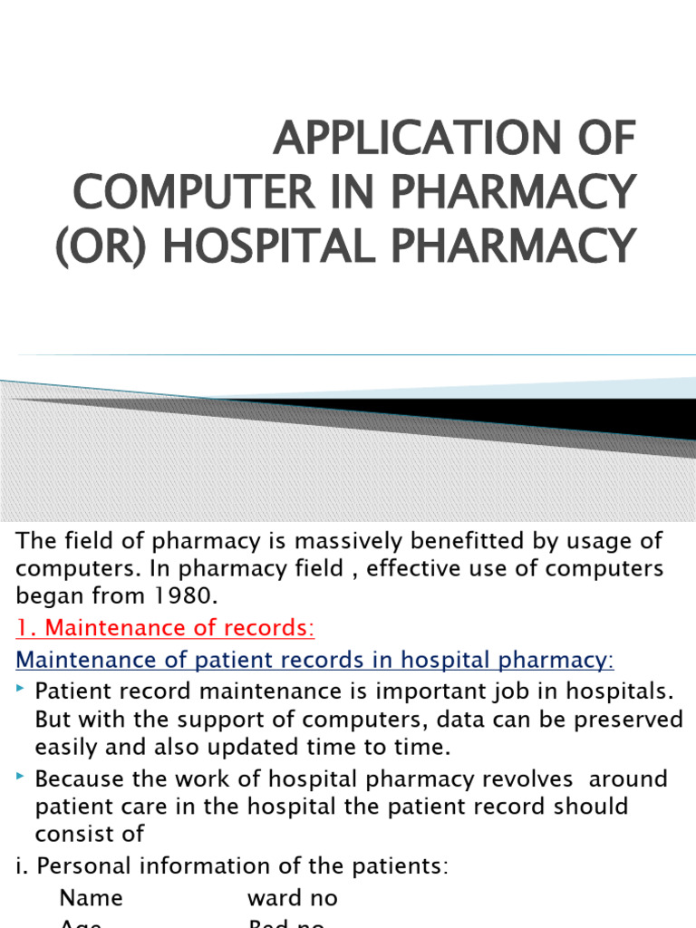 Application of Computer in Pharmacy | PDF | Pharmacy | Pharmacokinetics