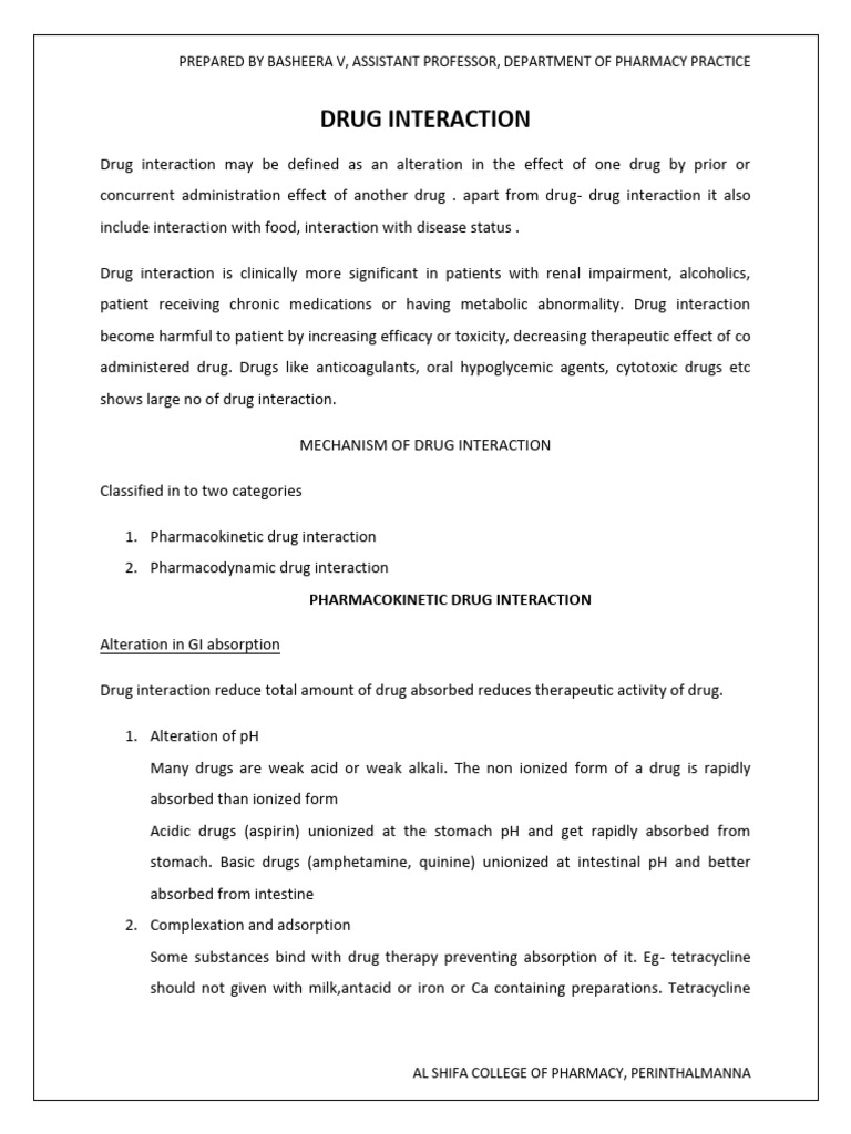 Drug Interaction | Download Free PDF | Drugs | Pharmacology