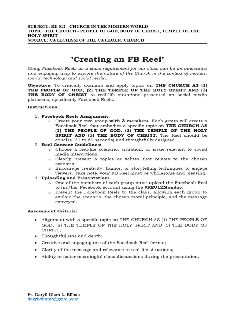 Instruction FB Reel Project | PDF