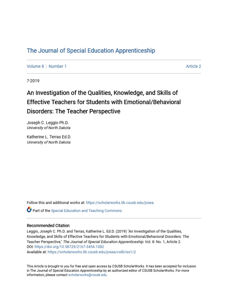 An Investigation of The Qualities Knowledge and Skills of Effective ...
