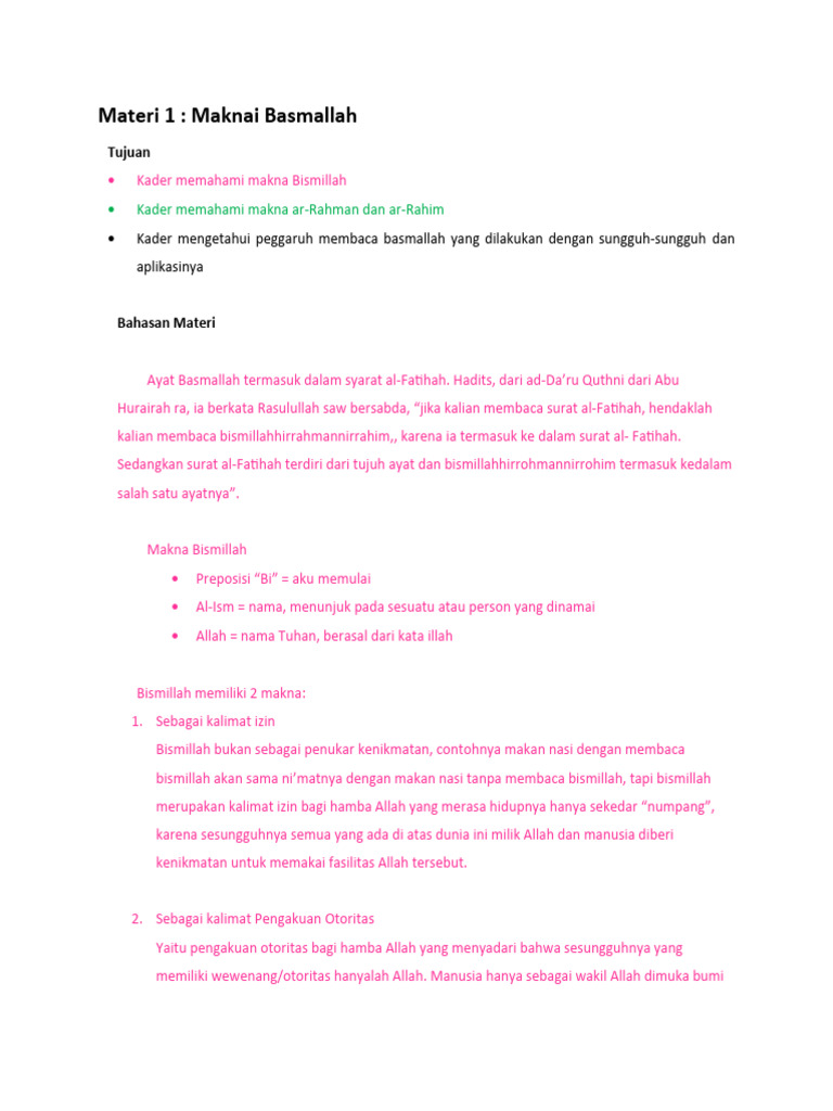 Makna Bismillah | PDF | Agama & Spiritualitas