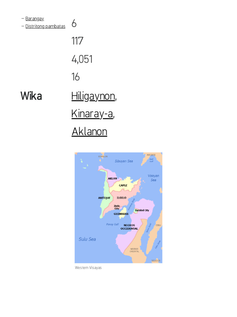 Kanlurang Kabisayaan - Wikipedia, Ang Malayang Ensiklopedya | PDF