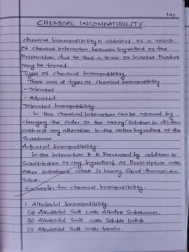 Chemical Incompatibility | PDF