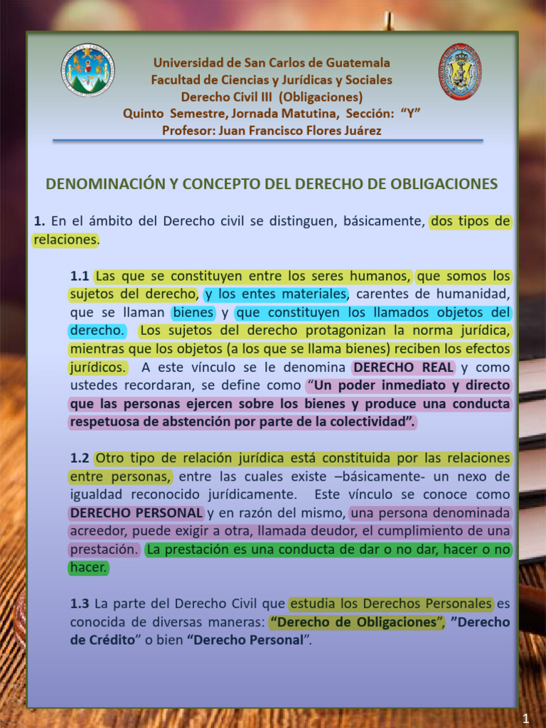 Denominación y Concepto Del Derecho de Obligaciones DCIII Clase No. 2 ...