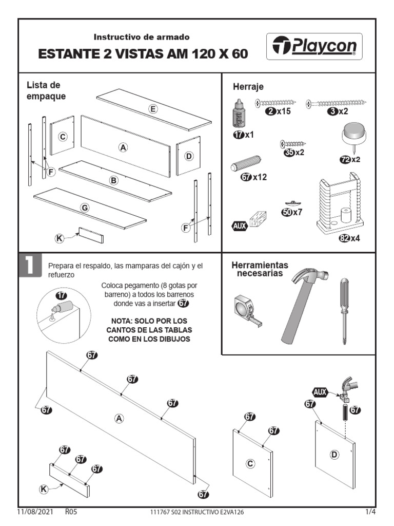 Instructivo de armado de estante 120x60 | PDF