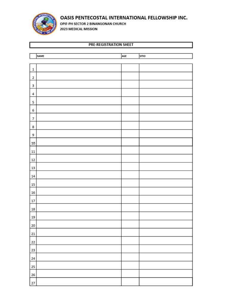 PRE-REGISTRATION Sample | PDF