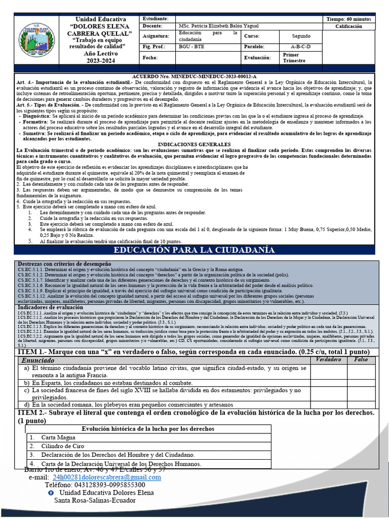 EPLC FORMATO EVALUACIÓN TRIMESTRAL S2023 2do | PDF | Evaluación ...