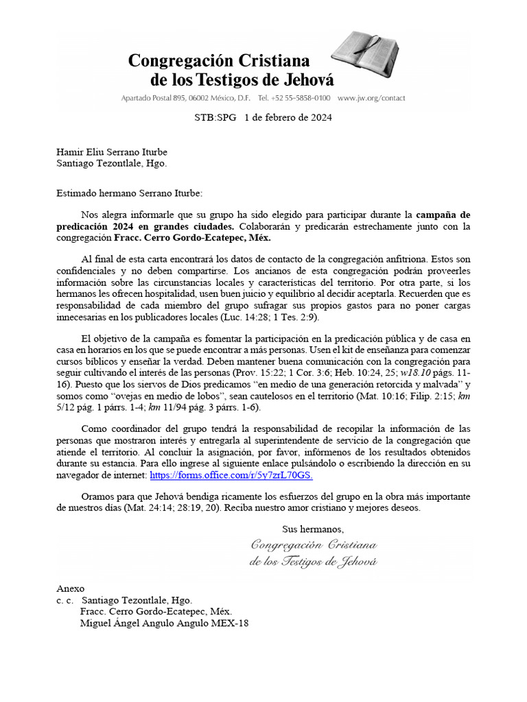 GC Carta Al Coordinador Del Grupo | PDF GC Carta Al Coordinador Del Grupo | PDF
