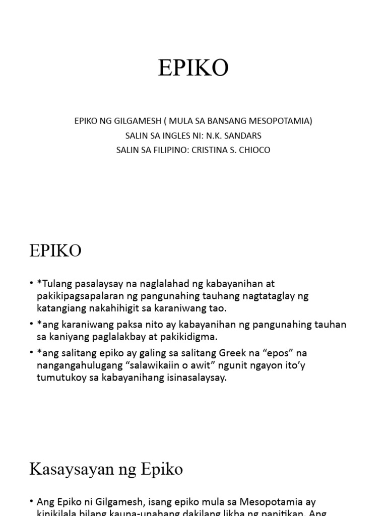 EPIKO Epiko Ng Gilgamesh Fil.10 | PDF