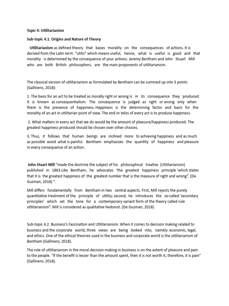 Utilitarianism Word | PDF | Utilitarianism | John Stuart Mill