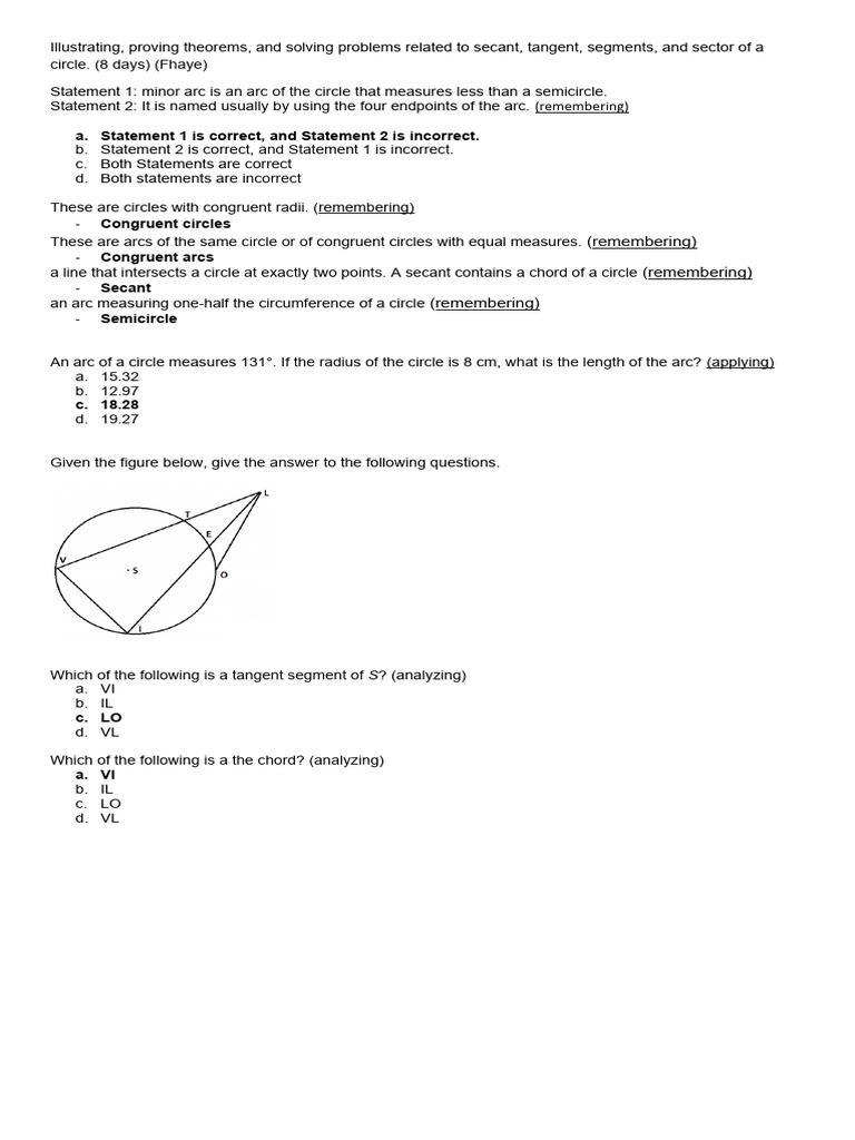 Hanna Fhaye Math Test | PDF | Circle | Trigonometric Functions