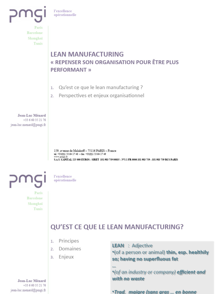 Les-fondamentaux-du-Lean-PMGI | PDF | Lean (production) | Microsoft Excel