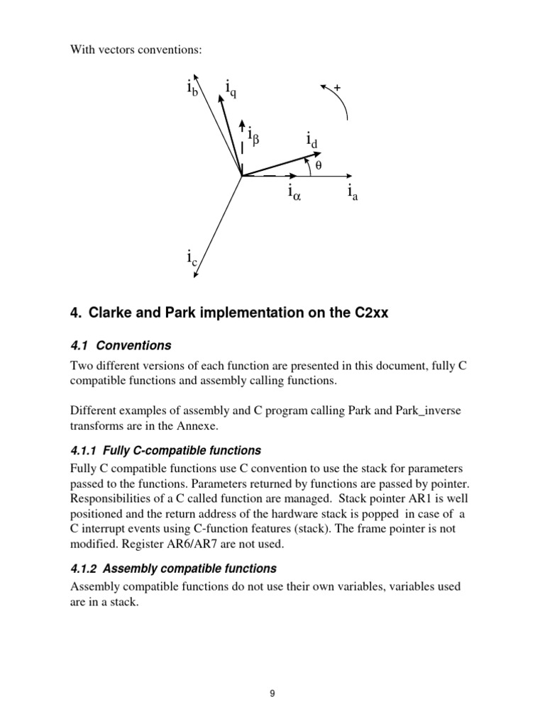 3 CLARKE & PARK TRANSFORMS ON THE TMS320C2xx | PDF | Function (Mathematics) | Parameter ...