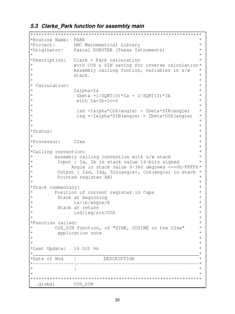 9 CLARKE & PARK TRANSFORMS ON THE TMS320C2xx | PDF | Trigonometry | Functions And Mappings