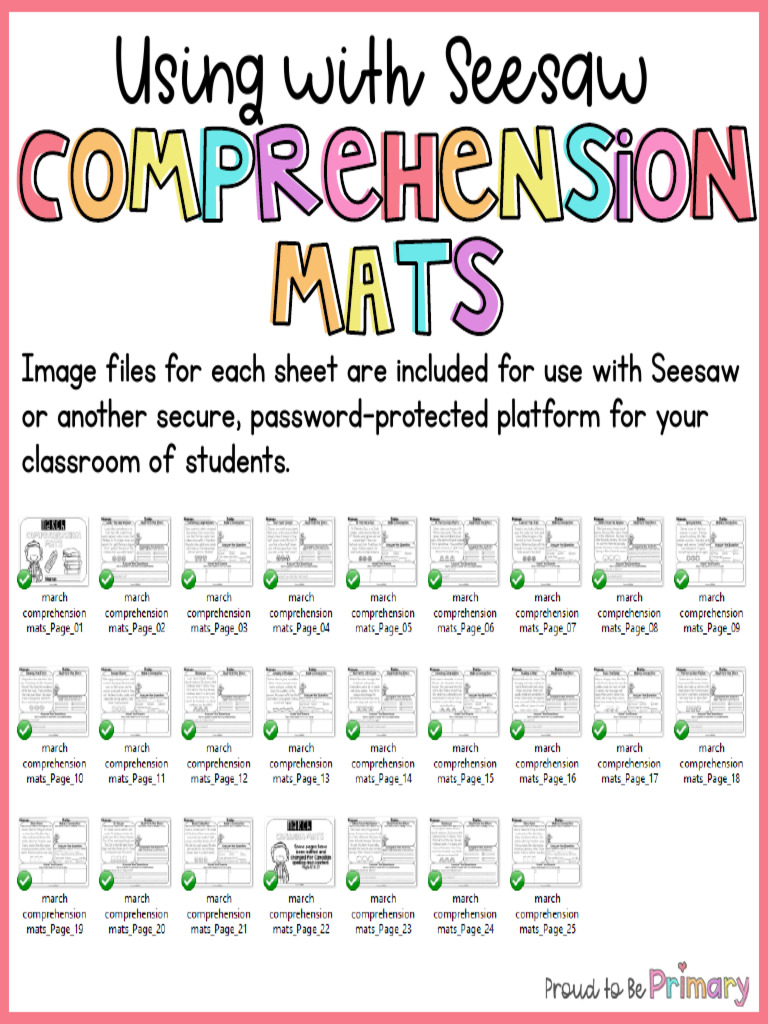 SEESAW TUTORIAL Comprehension Mats | PDF