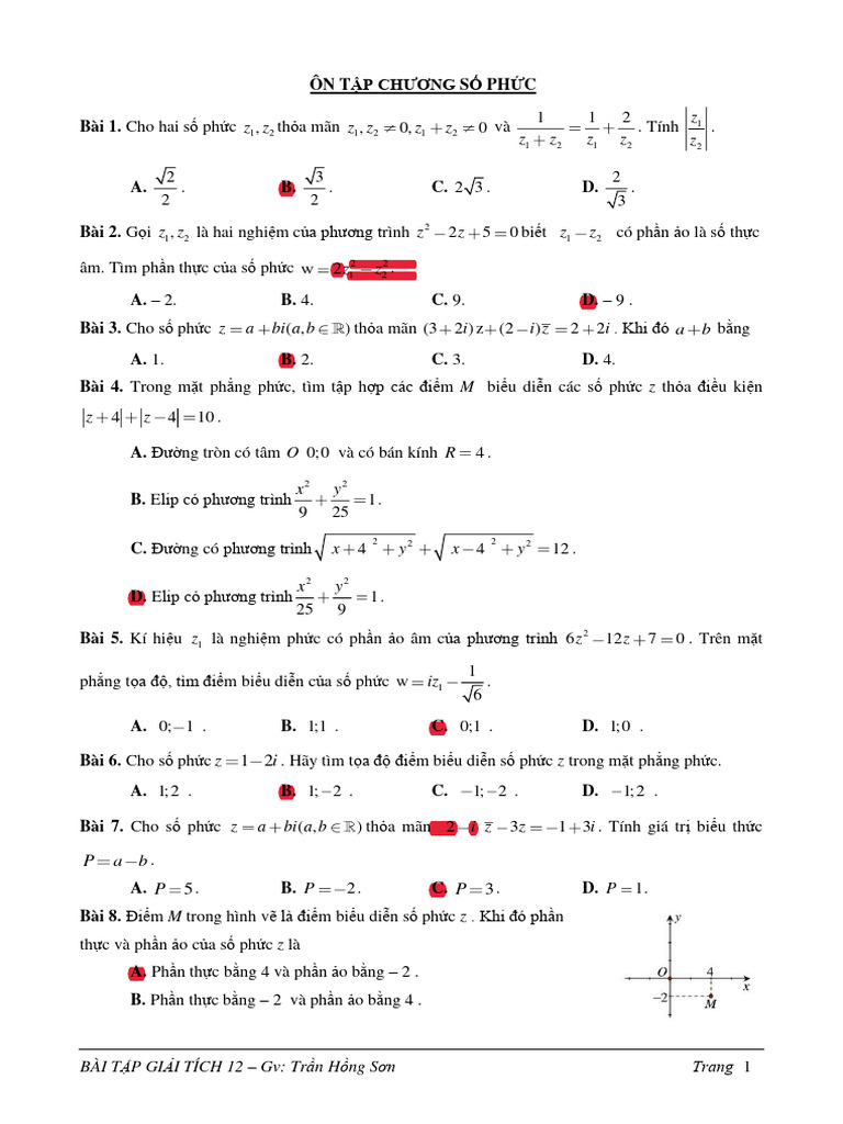 BT TN On Chuong So Phuc (Cua) | PDF