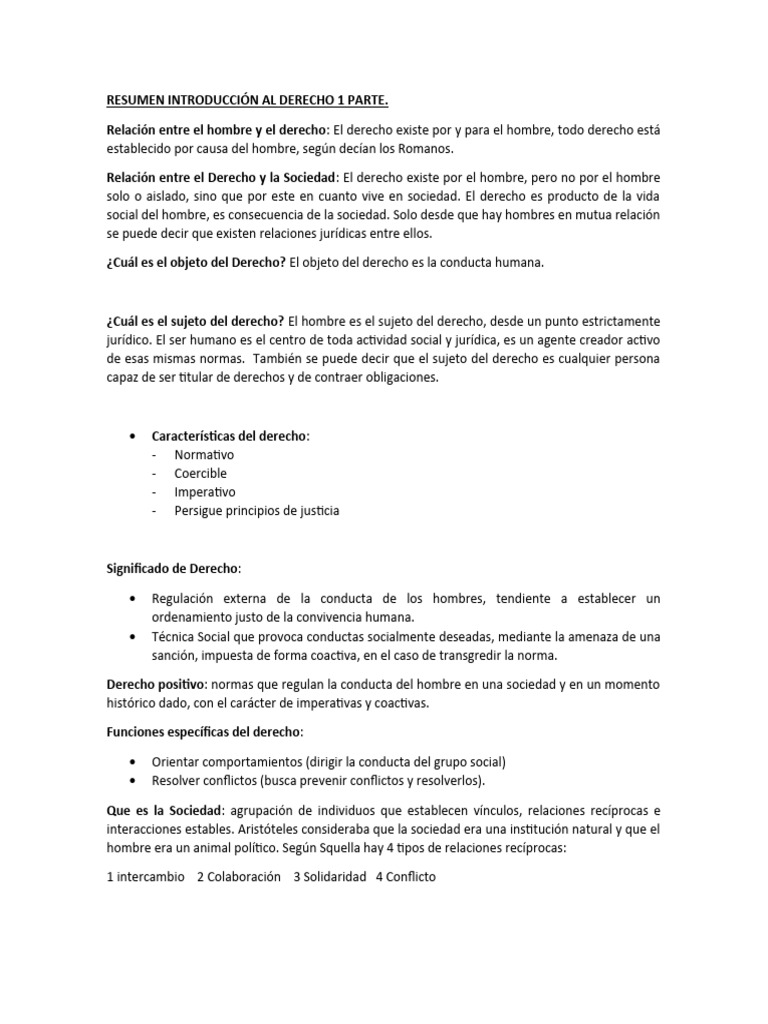 Resumen Introduccion Al Derecho 1 | PDF | Comportamiento | Moralidad