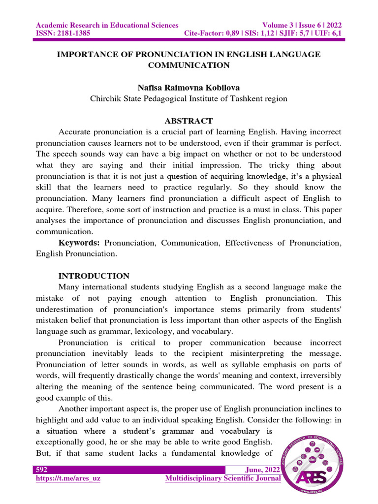 Importance of Pronunciation in English Language Communication | PDF | Stress (Linguistics ...