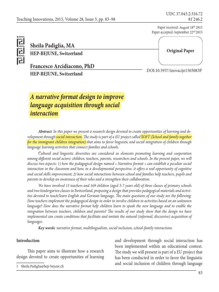 A Narrative Format Design To Improve | PDF | Multilingualism | Pedagogy