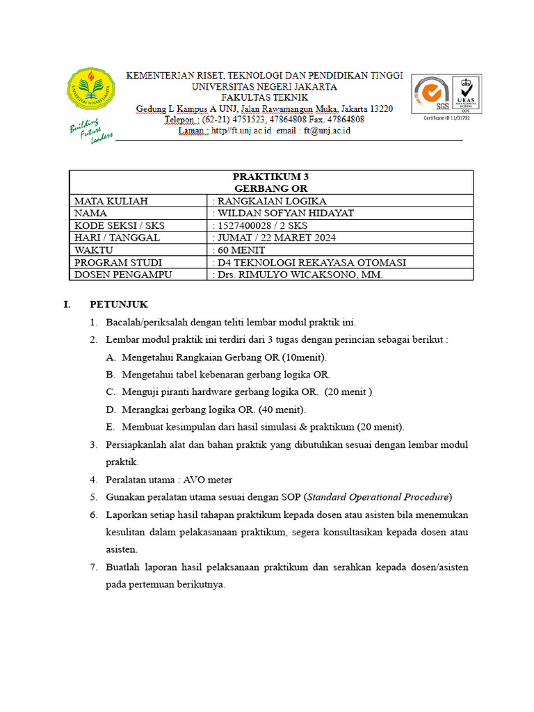 Simulasi dan Tabel Gerbang OR | PDF | Teknologi & Rekayasa