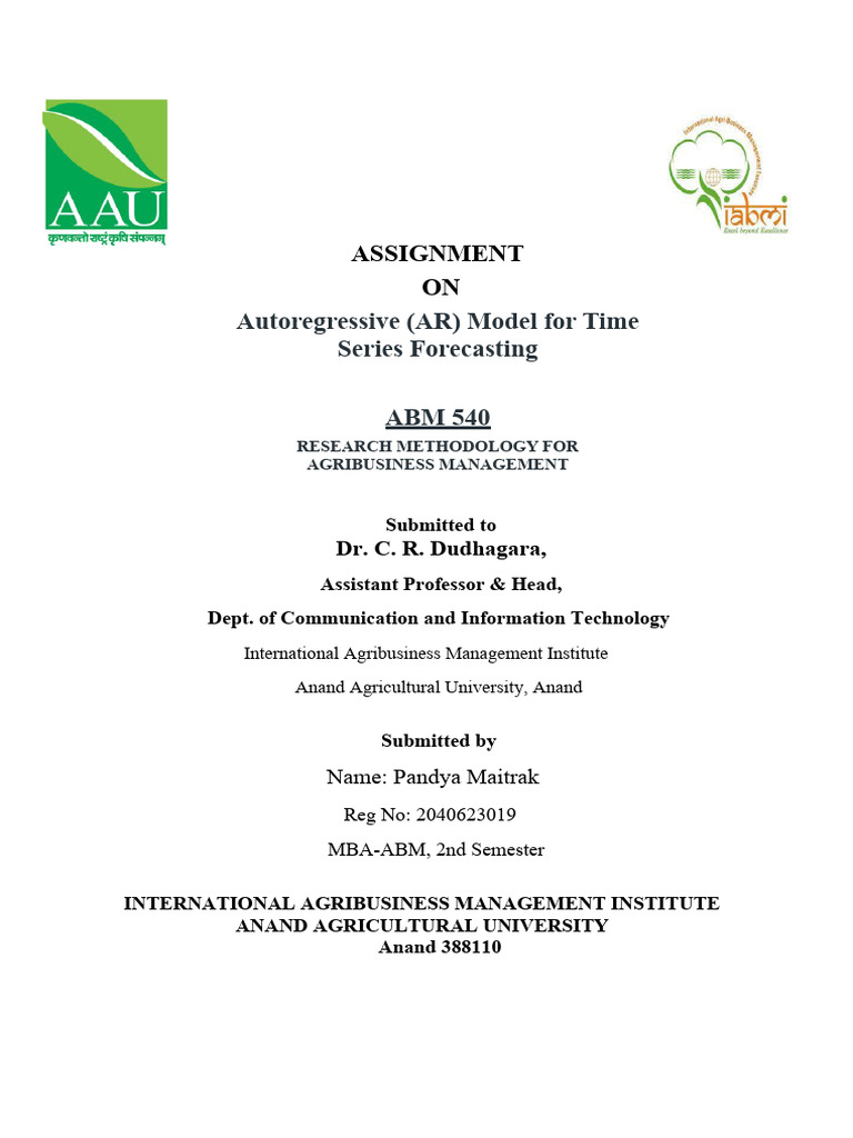 CRD Assignment | PDF | Autoregressive Model | Autocorrelation