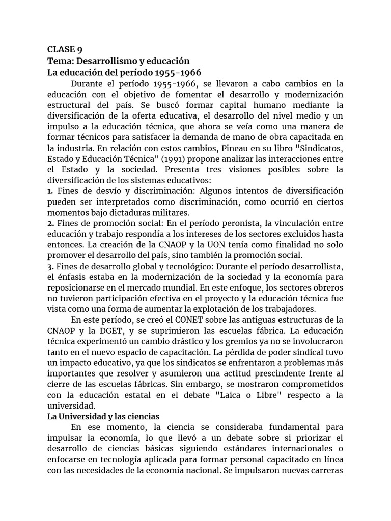 Clase 9 | PDF | Universidad | Teoría de la modernización