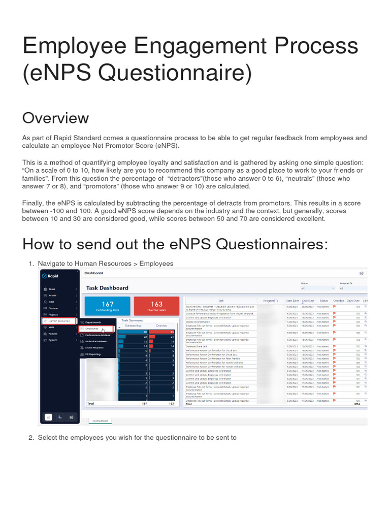 Employee Engagement Process Enps Questionnaire | PDF