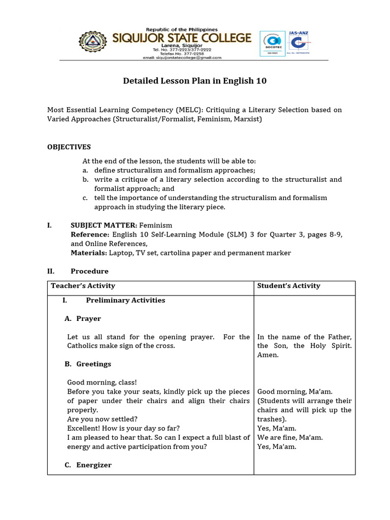 Lesson Plan For English 10-Q3 Module 4-A | PDF | Poetry | Sonnets