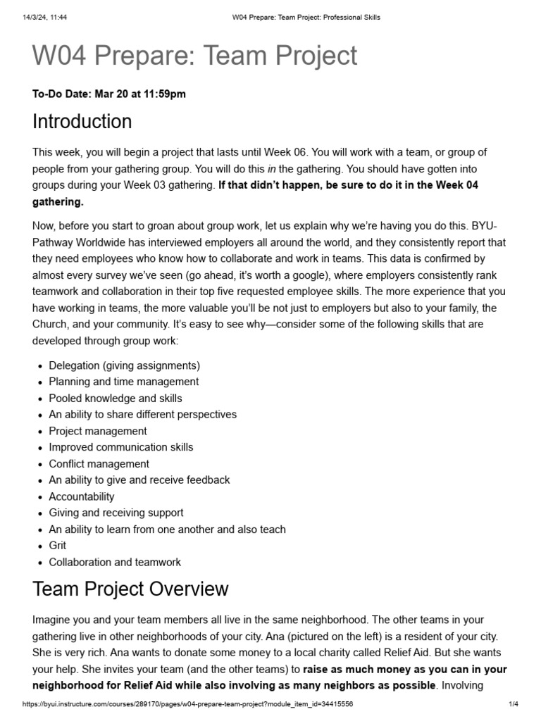 W04 Prepare - Team Project - Professional Skills | PDF | Communication ...